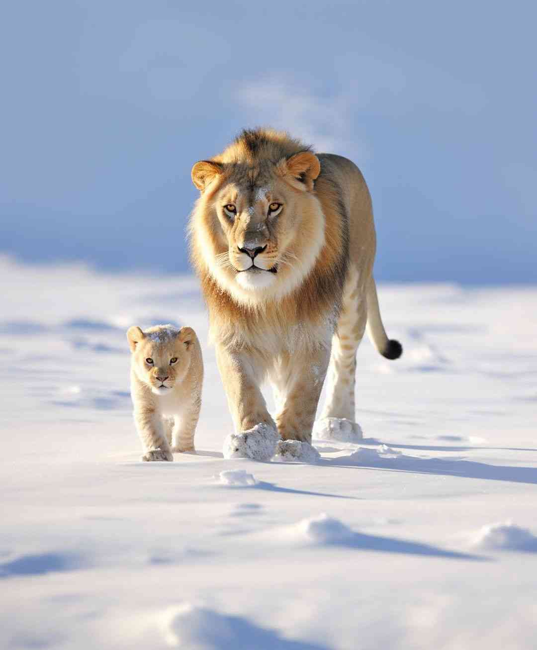 Lion #snow - MirrorLog.com