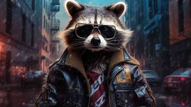 Nerd Rocket Raccoon on Jacket - Desktop Wallpaper - MirrorLog.com
